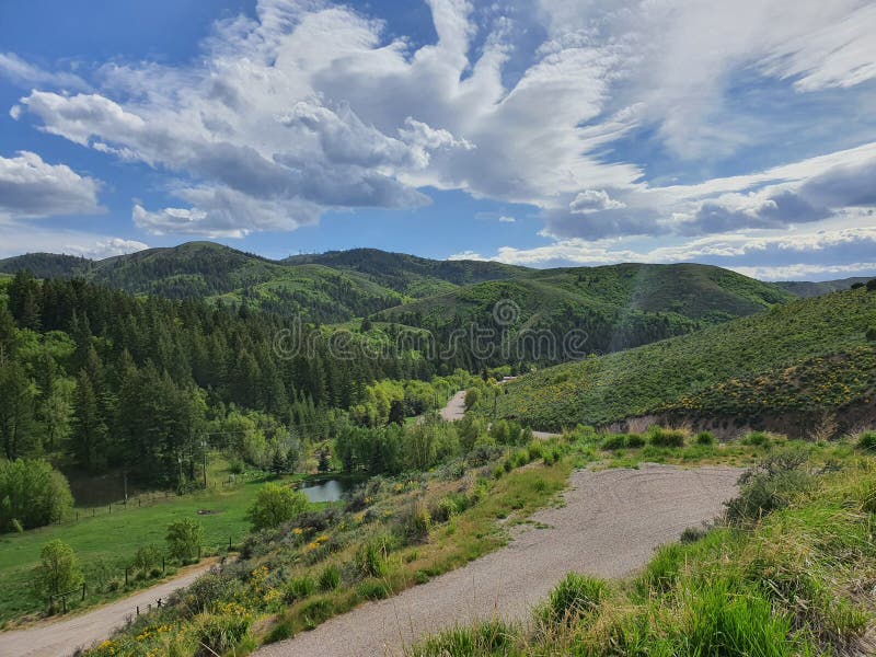 Blue Spring Skyes Mountain Roads Winding Stock Image - Image of spring ...