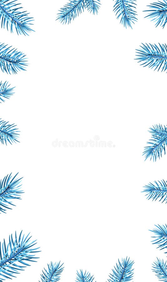 Blue Spruce Branches Vertical Frame Stock Vector - Illustration of ...