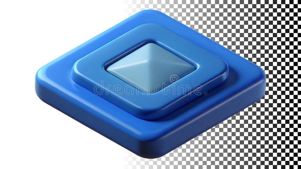 Blue Square Button Icon UI, Web Interface Element, Simple App Component ...