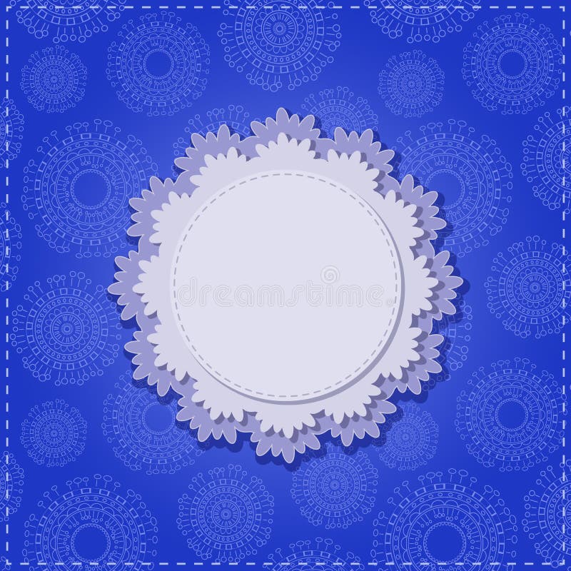 Blue Square Card with Round White Vignette Stock Vector - Illustration ...