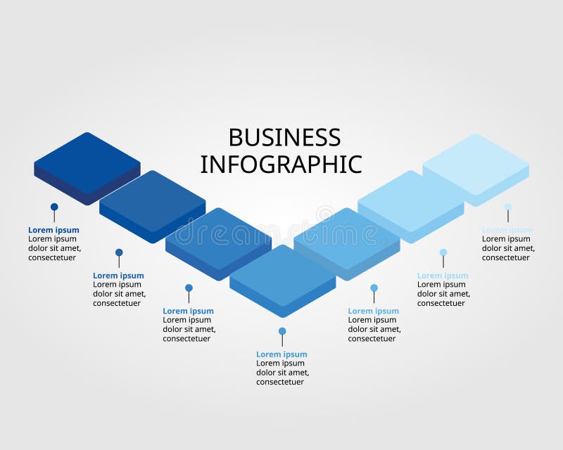 Blue Square Chart Template of Right Side for Infographic for ...