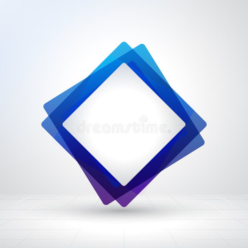Blue Square Frame, Creative Layout Made with White Background Stock ...