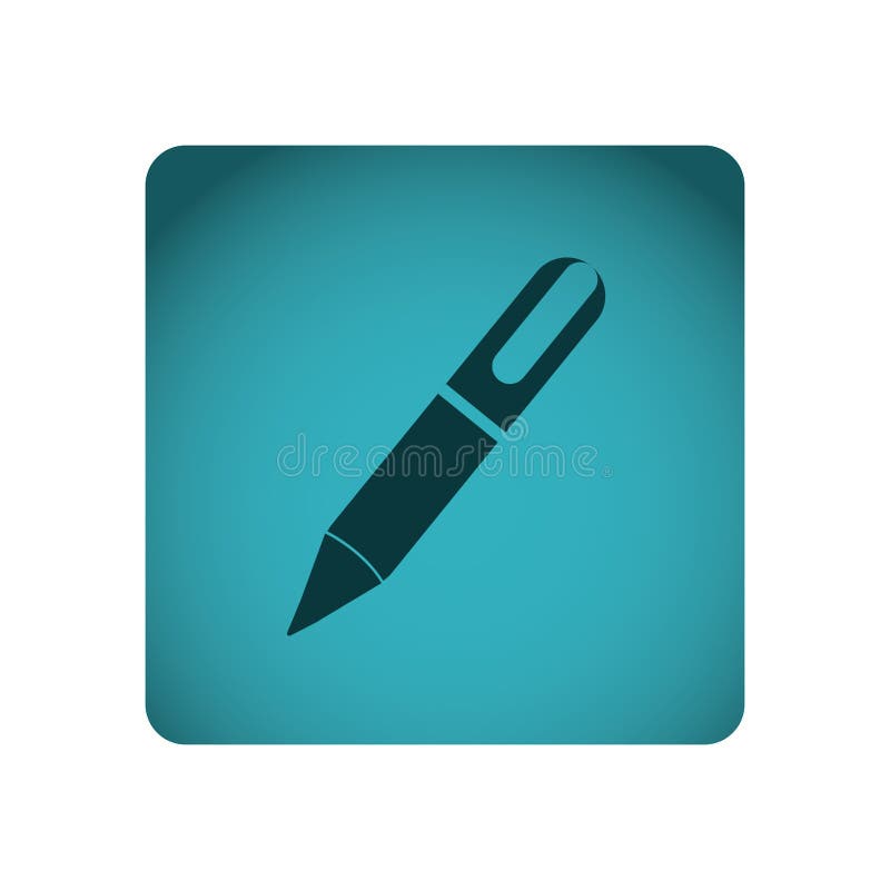 Blue Square Frame with Silhouette Pen Icon Tool Stock Illustration ...