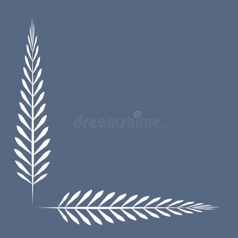 Blue Square Frame with Simple Corner Leaves Stock Illustration ...