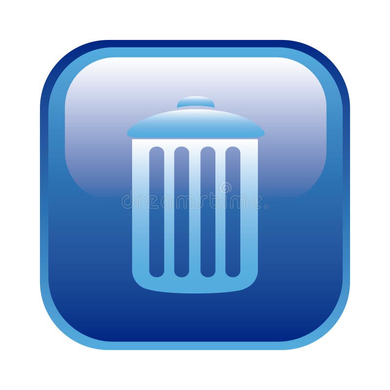 Blue Square Frame with Trash Container Icon Stock Illustration ...