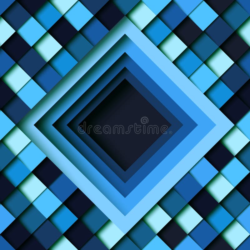 Blue Abstract Square Geometric Shape Seamless Pattern Background Stock ...
