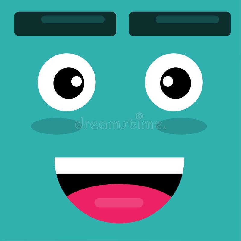 Blue Square Happy Expression Vector Illustration Stock Vector ...