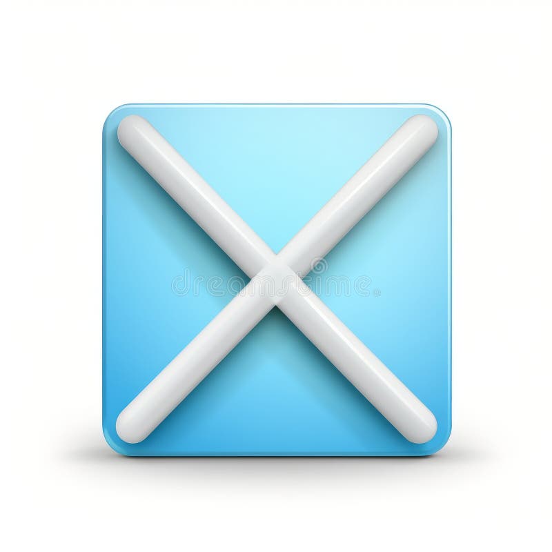 A Blue Square Icon with Crossed Lines on it Stock Illustration ...