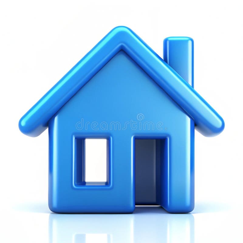 Blue Square Icon with House 3D Icon Stock Illustration - Illustration ...