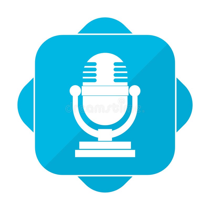 Blue Square Icon Microphone Stock Vector - Illustration of podcast ...