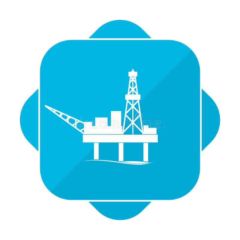 Blue Square Icon Oil Platform Stock Vector - Illustration of drill ...