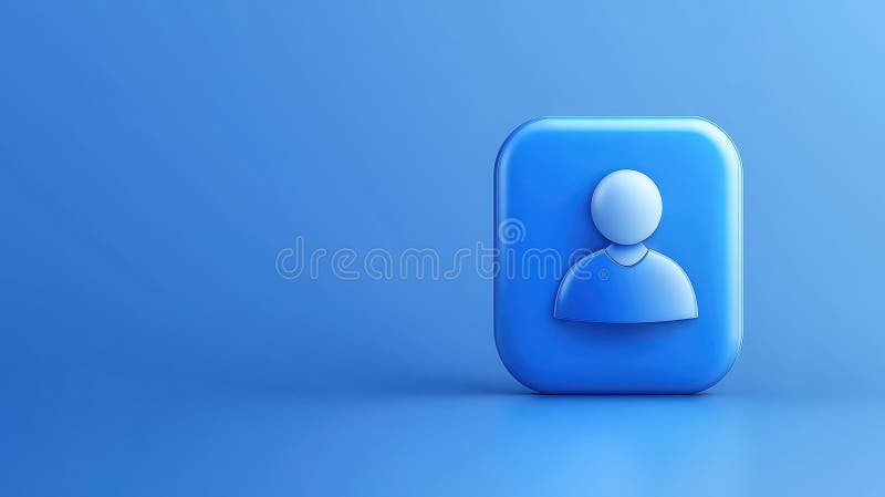 Blue Square Icon with Person Symbol, User Profile and Account Access ...