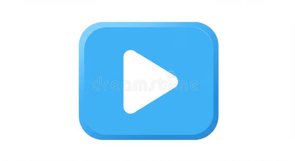 A Blue Square Icon with Rounded Corners Features a Central White Play ...