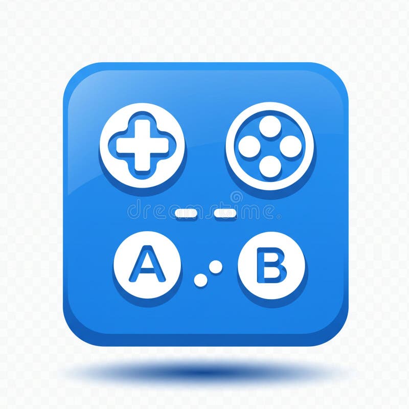 Blue Square Icon with Rounded Corners Features Gaming Interface Symbols ...