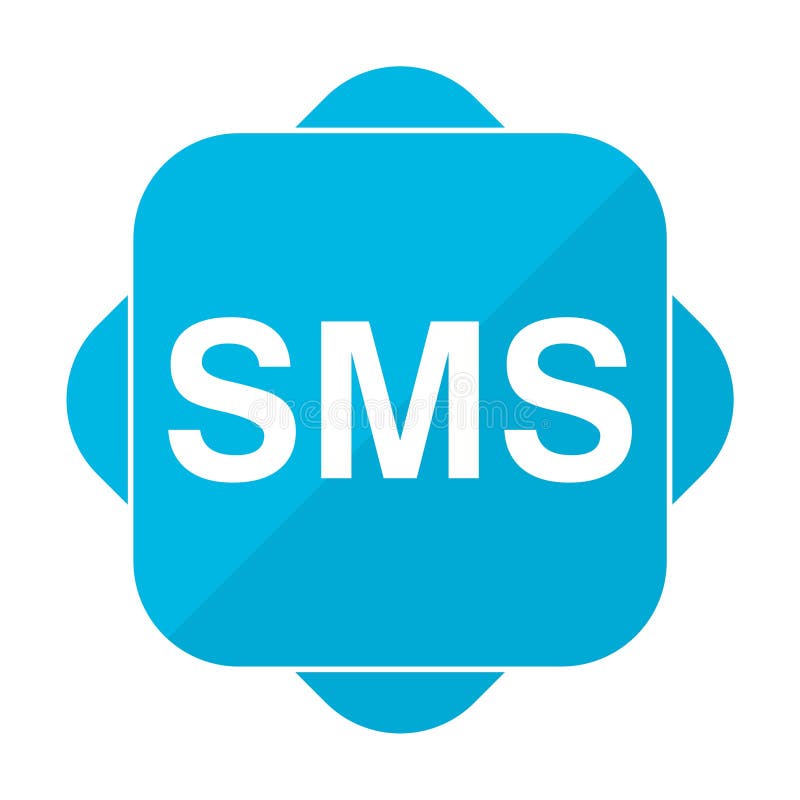 Blue square icon sms stock vector. Illustration of cell - 94639065