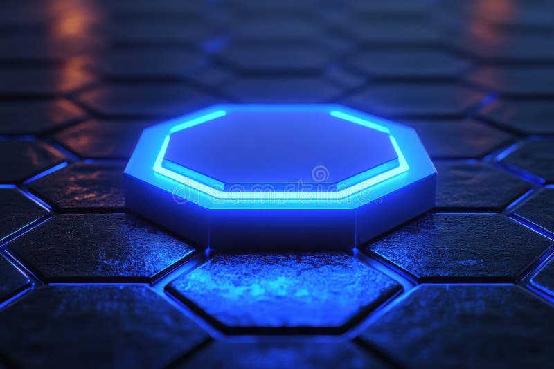 A Blue Square with a Light Blue Border is on a Black Surface Stock ...