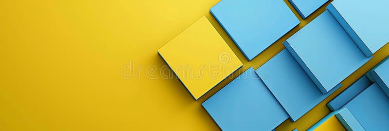 Blue Square Lines on a Yellow Background, Illustrating Minimalist ...