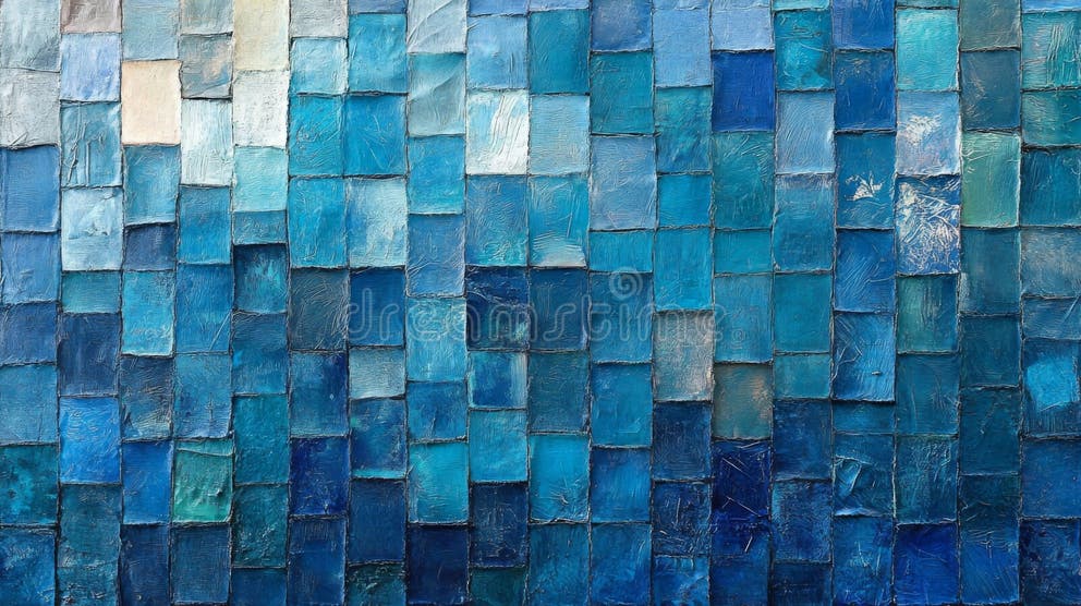 Blue Square Mosaic Tile Texture Background Stock Illustration ...