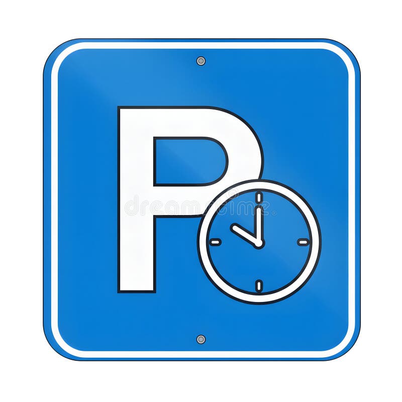Blue Square Parking Sign with Time Limit Clock Stock Illustration ...