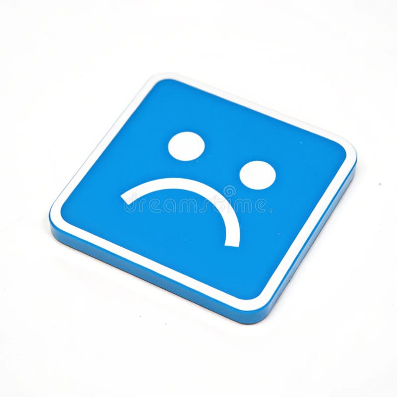 Blue Square with a Sad Face on White Background Stock Image - Image of ...