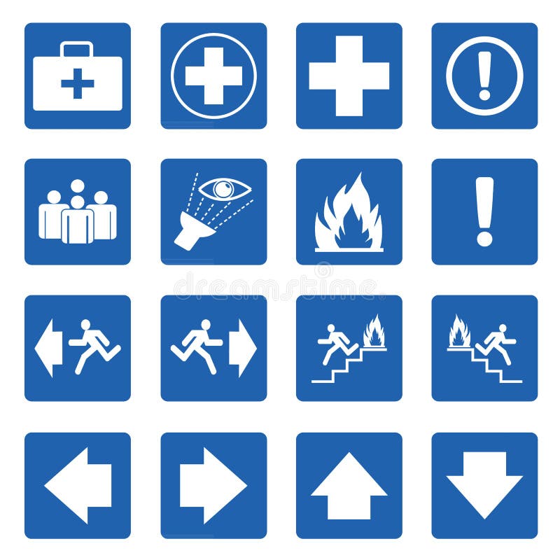 Blue Square Safety Sign. Vector Stock Illustration - Illustration of ...