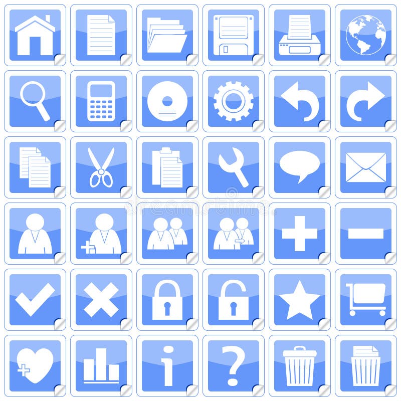 Blue Square Web Buttons [1] Stock Illustration - Illustration of ...