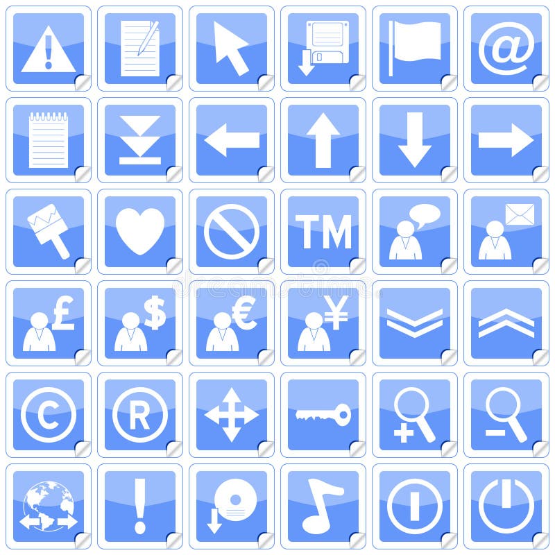 Blue Square Stickers Icons [2] Stock Vector - Illustration of keyboard ...