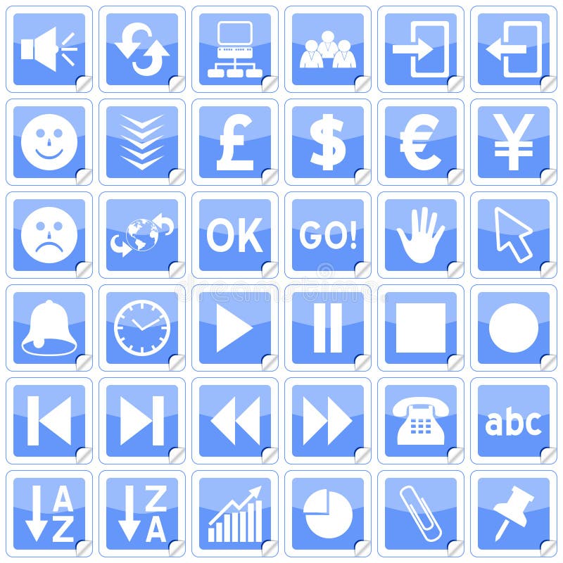 Blue Web Stickers Icons [3] Stock Vector - Illustration of clock, chart ...