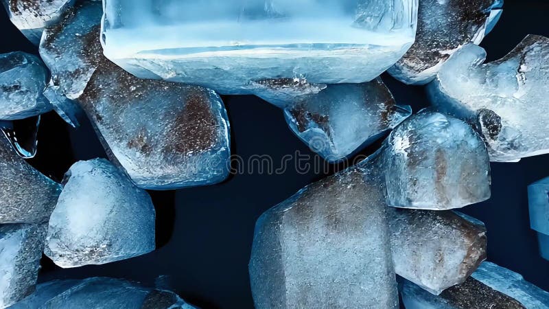A Blue Ice Square is Surrounded by Ice Cubes on Black Background Stock ...