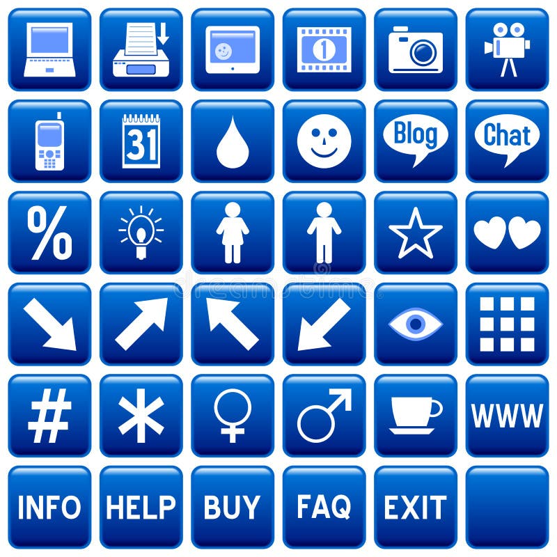 Basic Web Icons, Blue Circle Buttons Series Stock Illustration ...