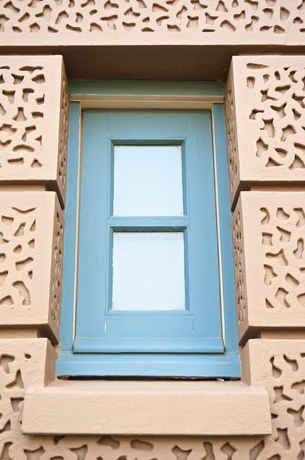 Blue Square Window in Brown Wall at Grand Palace Stock Image - Image of ...