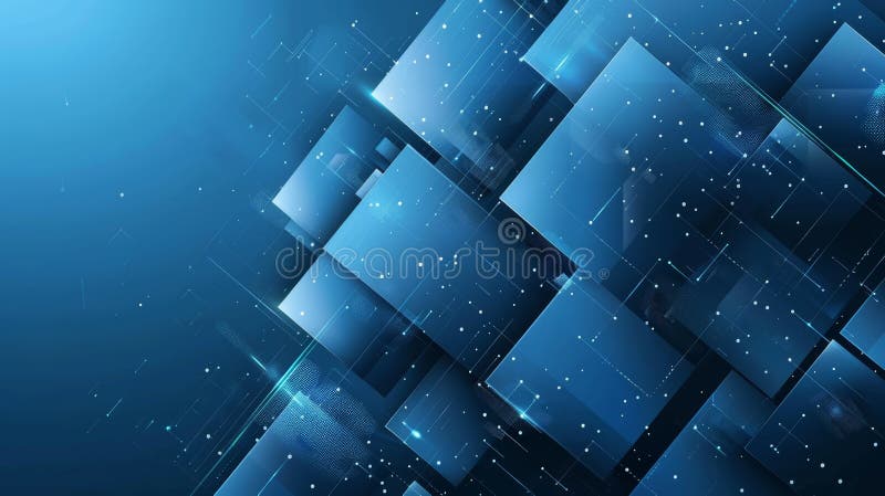Blue Squares of Various Transparency Levels are Arranged in a Staggered ...