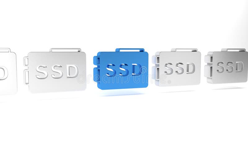 Blue SSD Card Icon Isolated on White Background. Solid State Drive Sign ...