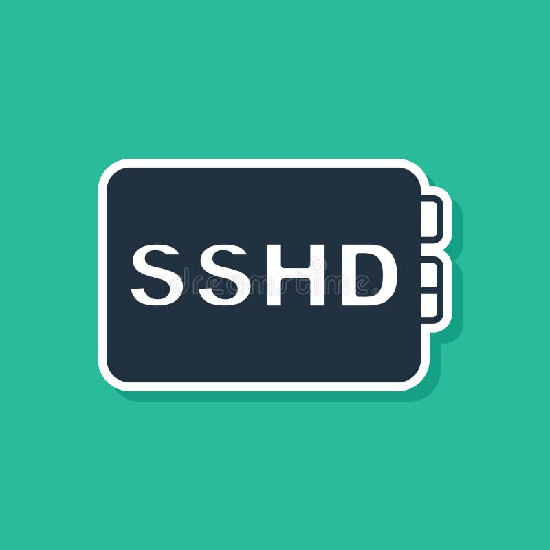 Blue SSHD Card Icon Isolated on Green Background. Solid State Drive ...