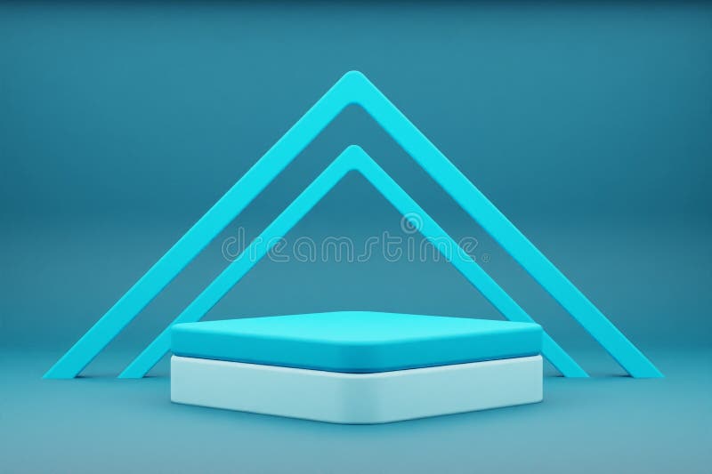 Blue Stacked Square 3d Podium with Triangle Lines Background Stock ...