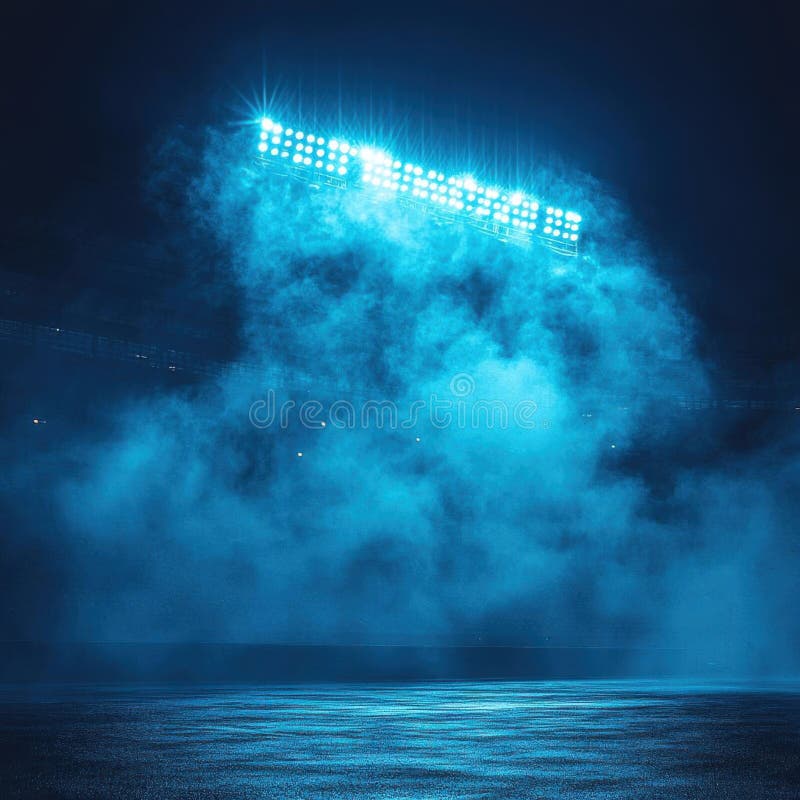 Blue Stadium Lights with Night, Smoke, and Stage Stock Illustration ...