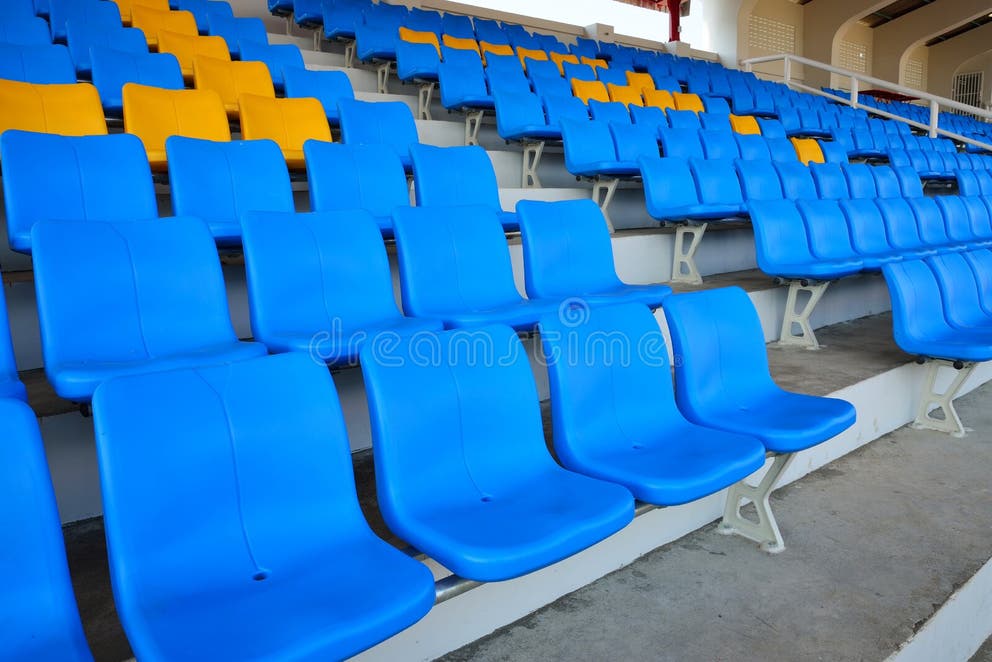 Blue stadium seats stock image. Image of people, blank - 39887945