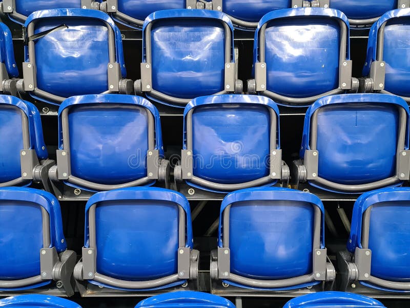 Blue Stadium Seats Folded Empty Row Pattern Stock Image - Image of ...