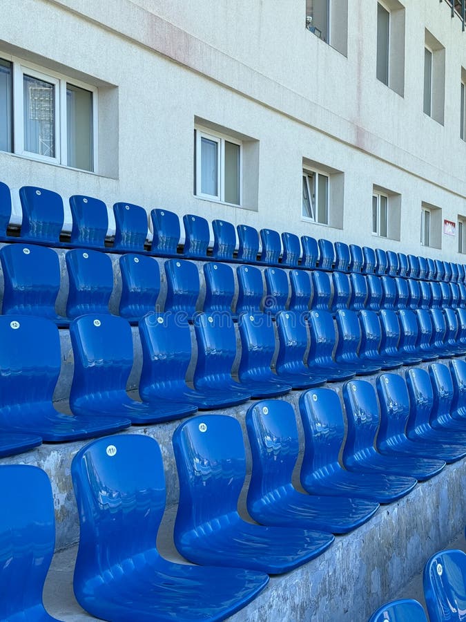 Blue Stadium Stand Seats for Viewing Stock Image - Image of outdoor ...