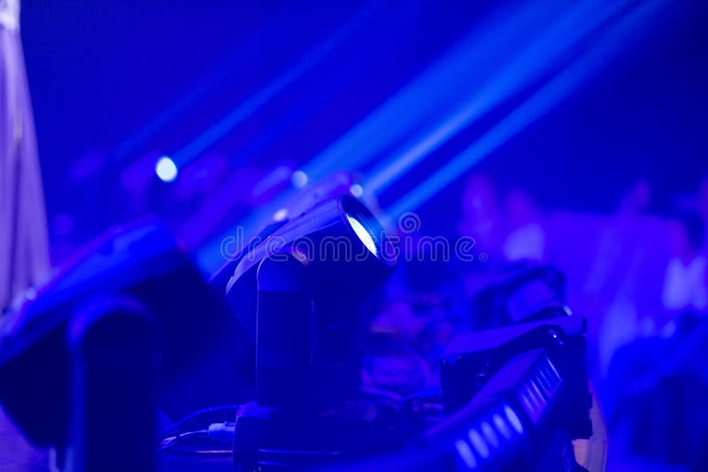 Blue Stage Circus Smoke and Green Beams from Projectors Stock Image ...