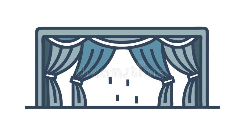 Blue Stage Curtains Icon, Performance, Presentation Event Venue, Vector ...