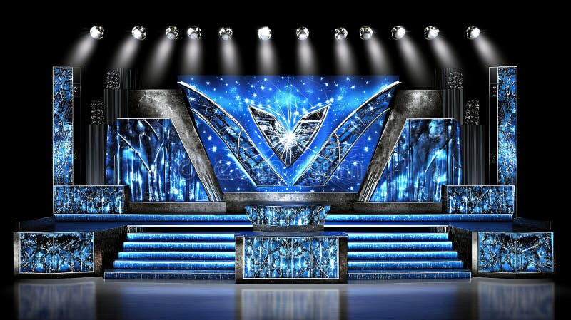 Blue Stage Design, Event Backdrop, Lights, Awards Ceremony Stock ...