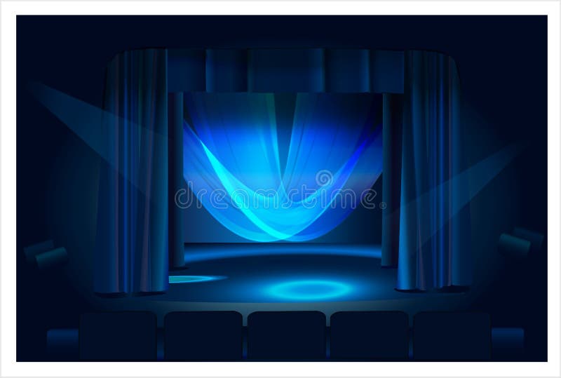 Blue Stage Drops and Blue Light. Stock Illustration - Illustration of ...