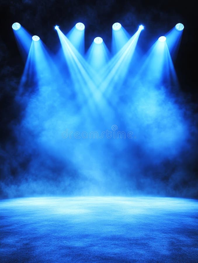 Blue Stage Lighting Background Dramatic Blue Stage Lighting with Spotlights and Smoke Ideal for ...
