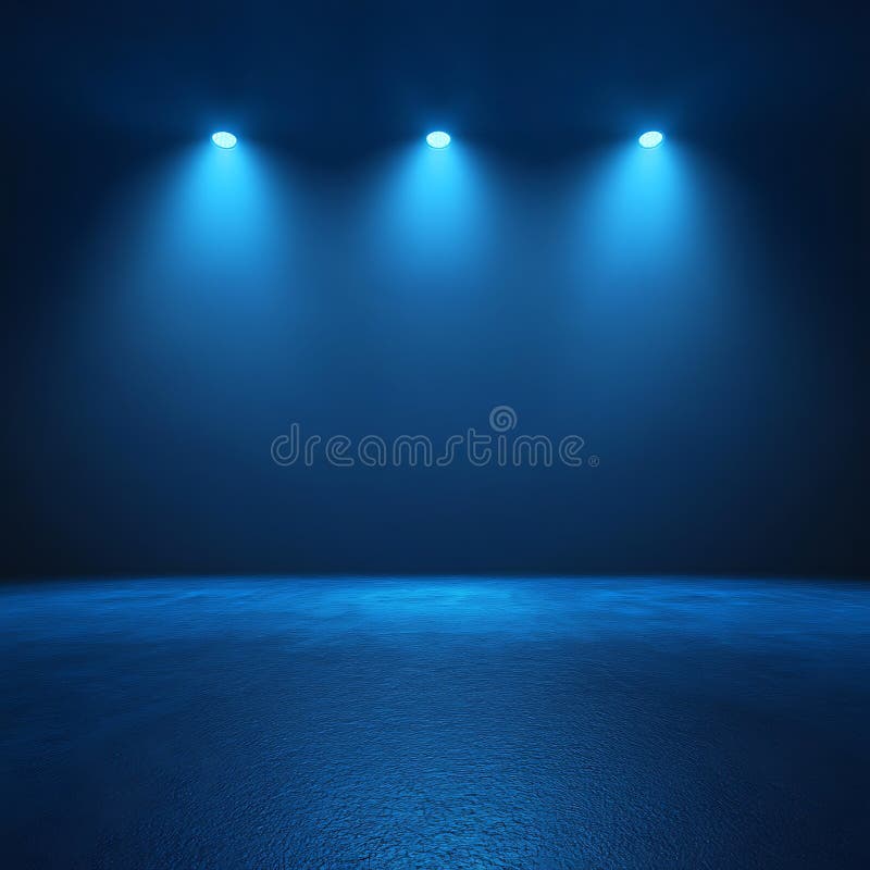 Blue Stage Lighting Background with Spotlights for Product Display and ...