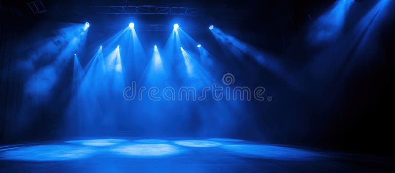 Illuminated Stage Blue Lighting Fog Effects Performances Events Stock ...