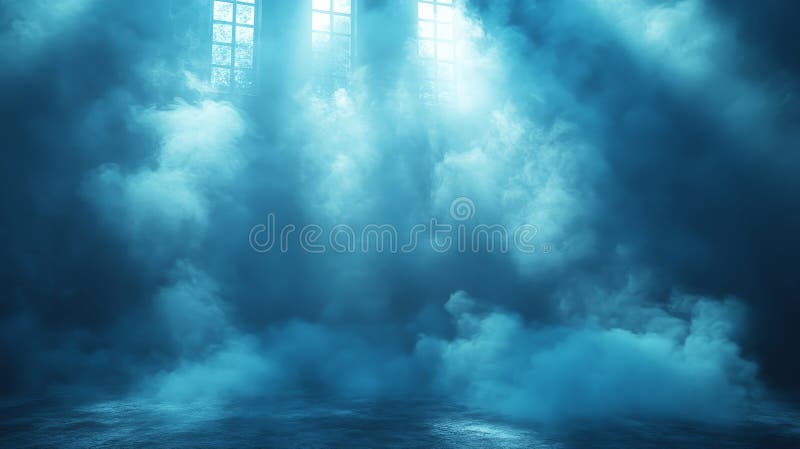 Blue Stage Lighting with Fog Effect for Dramatic Visuals Stock ...