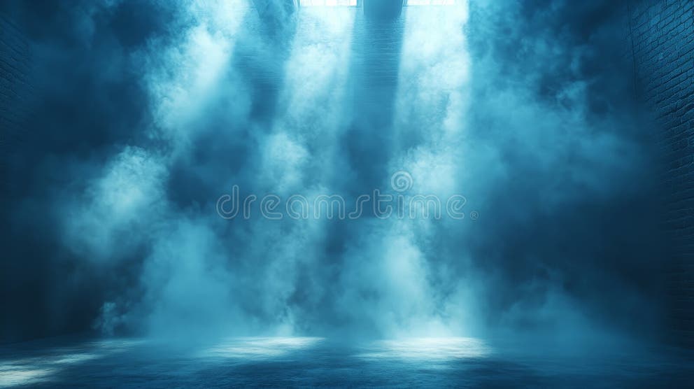 Blue Stage Lighting with Fog Effect for Dramatic Visuals Stock ...