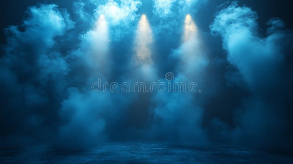 Blue Stage Lighting with Fog Effect for Dramatic Visuals Stock ...