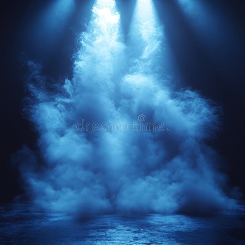 Blue Stage Lighting with Fog Effect for Dramatic Visuals Stock ...